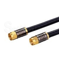Black RG6 Quad Coaxial Cable F-Type Connectors, SatMaximum